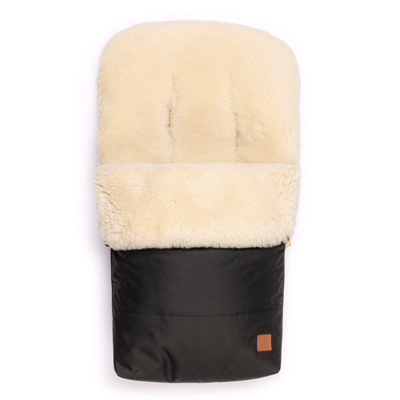 Sheepskin Pram Footmuff in Black- Baa Baby